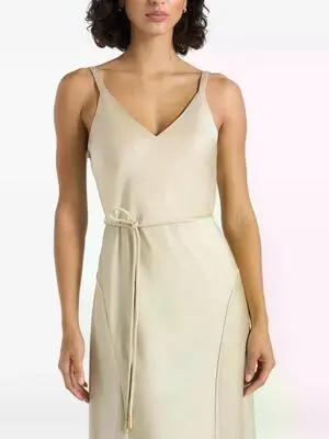 Manière De Voir Saffron Satin Belted Maxi Dress