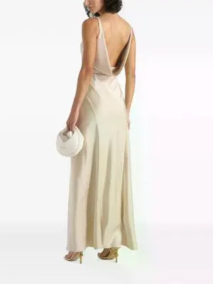 Manière De Voir Saffron Satin Belted Maxi Dress