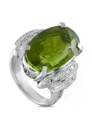 LB EXCLUSIVE Peridot And Diamond Platinum Ring - Silver