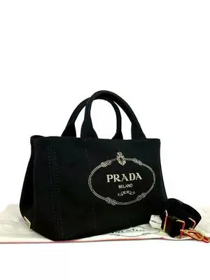 Prada Canapa Logo Satchel - Black