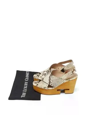 Tory Burch Python-embossed Cork Wedge Sandals