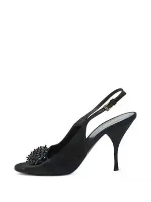 Prada Embellished Slingback Stiletto Pumps - Black