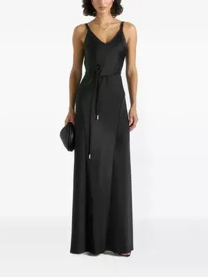 Manière De Voir Manier De Voir Saffron Satin Belted Maxi Dress