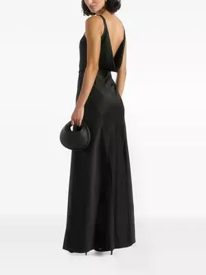 Manière De Voir Manier De Voir Saffron Satin Belted Maxi Dress