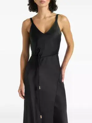 Manière De Voir Manier De Voir Saffron Satin Belted Maxi Dress