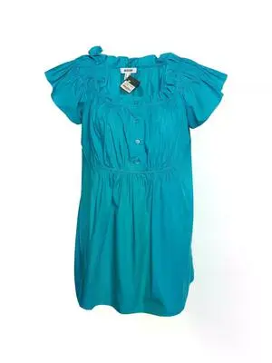 Moschino Square Neck Ruffle Detail Top - Blue