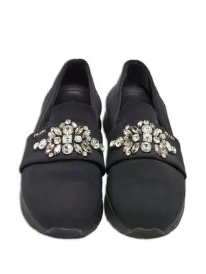 Prada Crystal Embellished Slip-on Sneakers