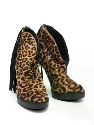 Burberry Leopard-print Fringe Ankle Boots