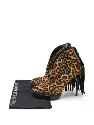 Burberry Leopard-print Fringe Ankle Boots