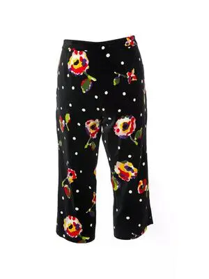 Moschino Velvet Floral Print Cropped Trousers