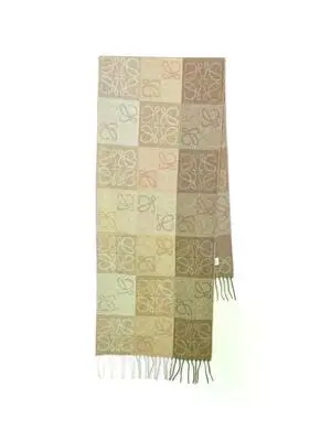 Loewe Anagram Fringe Scarf - Neutrals
