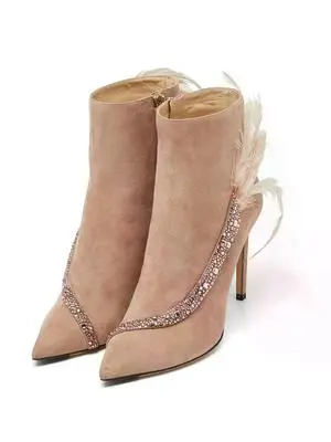 JIMMY CHOO Crystal-embellished Feather Ankle Boots - Pink