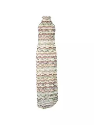 Missoni Zigzag Knit Halterneck Sequined Dress - Neutrals