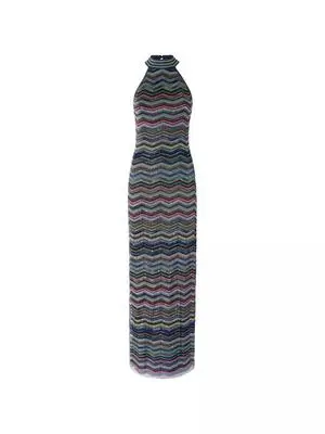 Missoni Zigzag Knit Halterneck Sequined Dress - Neutrals