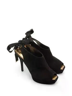 LOUIS VUITTON Suede Heeled Sandals - Black