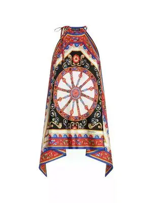 Dolce & Gabbana Carretto Print Halter Neck Twill Top - Black