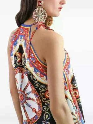 Dolce & Gabbana Carretto Print Halter Neck Twill Top