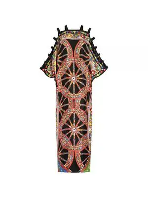 Dolce & Gabbana Carretto Print Silk Kaftan Dress - Black