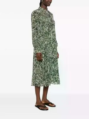 Max Mara Abstract Print Pleated Midi Dress