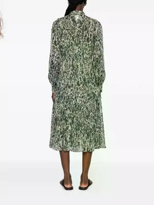Max Mara Abstract Print Pleated Midi Dress