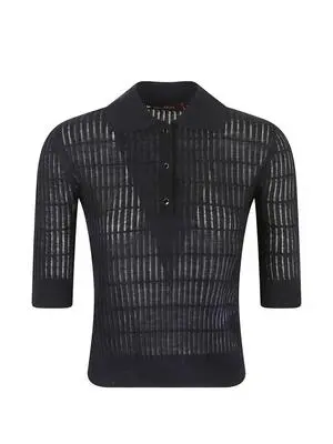 Max Mara Ribbed Knit Polo Shirt