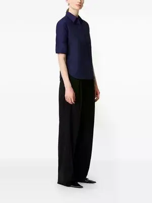 Another Tomorrow French Cuff Linen Blouse