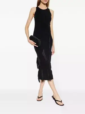 IRO PARIS Ribbed Knit Midi Dress With Fringe Detailing