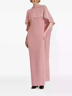 Alberta Ferretti Cape Overlay Tie-back Maxi Dress - Pink