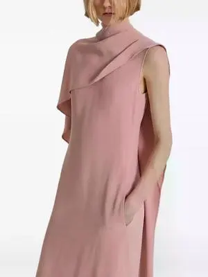 Alberta Ferretti Cape Overlay Tie-back Maxi Dress