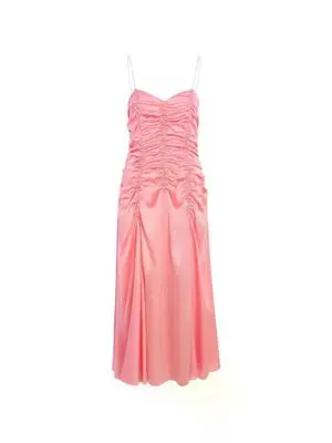 Khaite Ruched Midi Dress In Satin - Pink