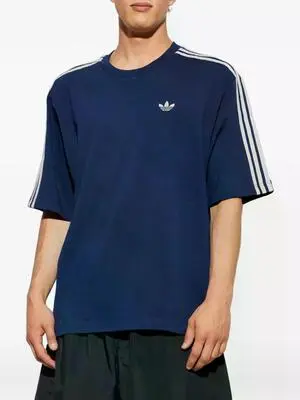 Adidas Logo-embroidered Stripe-detail T-shirt