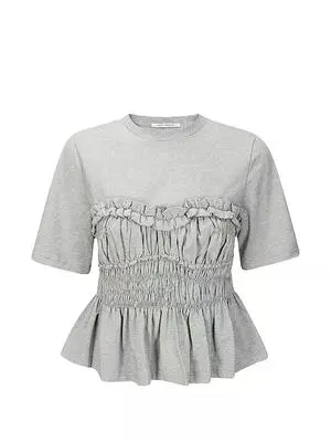 Cecilie Bahnsen Vilde Ruffled Peplum T-shirt - Grey