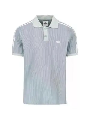 Adidas Waffle-knit Logo-patch Polo Shirt - Grey