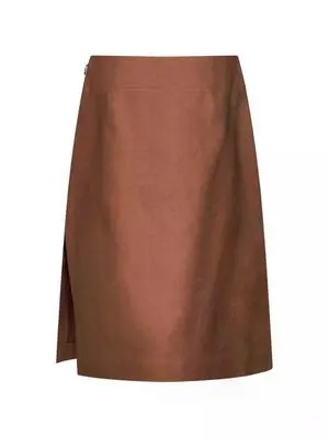 Fendi Leather Tab Side-slit Skirt