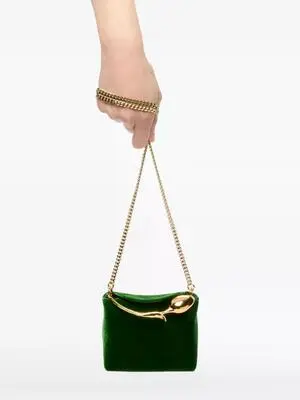 Erdem Micro Bloom Flower-handle Velvet Tote Bag - Green