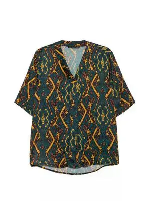 LOW BRAND Geometric-print Short-sleeve Shirt - Green
