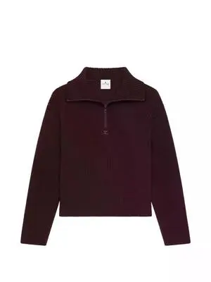 COURREGES Ribbed Knit Wool Sweater - Red