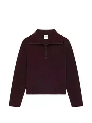 COURREGES Ribbed Knit Wool Sweater - Red