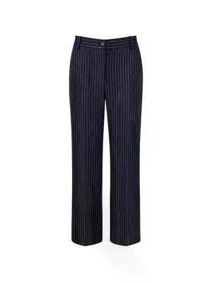 Pinko Navy Pinstripe Tailored Trousers - Blue