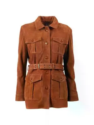 SCHOTT Belted Suede Jacket - Brown