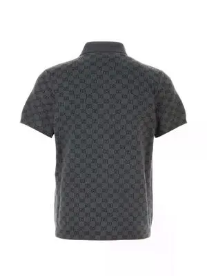 Gucci Gg Wool Silk Jacquard Polo Shirt - Grey
