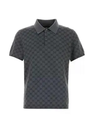 Gucci Gg Wool Silk Jacquard Polo Shirt - Grey