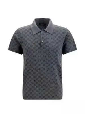 Gucci Gg Wool Silk Jacquard Polo Shirt - Grey