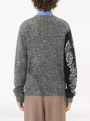 Valentino Garavani Panther Jacquard Wool And Cotton Sweater - Grey