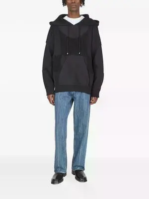 DRX FARMAXY FOR LN-CC Crochet Trim Patchwork Hoodie - Black
