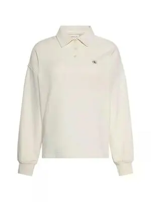 Calvin Klein Patch Long-sleeved Polo Shirt - Neutrals