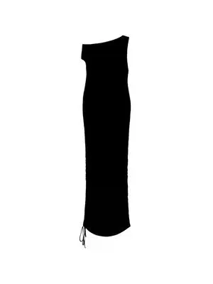 Blumarine One-shoulder Ruched Maxi Dress - Black
