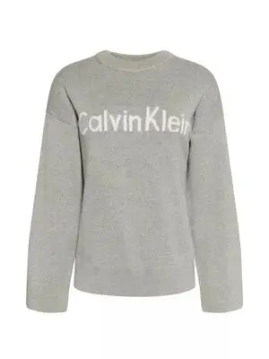 Calvin Klein Intarsia Crew Neck Sweater - Grey