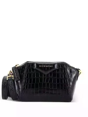 Givenchy Antigona Crocodile Embossed Leather Nano Crossbody Bag - Black