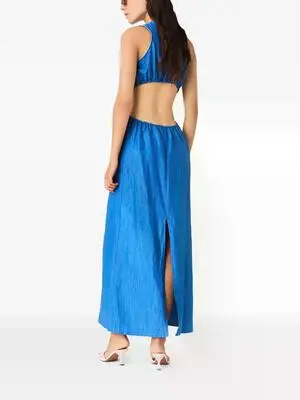 Maje Open Back Linen Dress - Blue